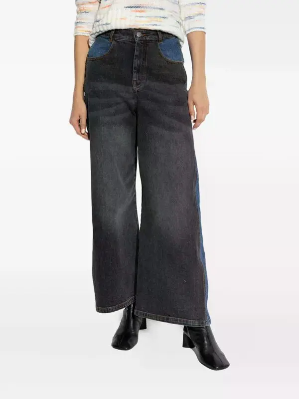 Munthe Contrast Panel Wide Leg Jeans
