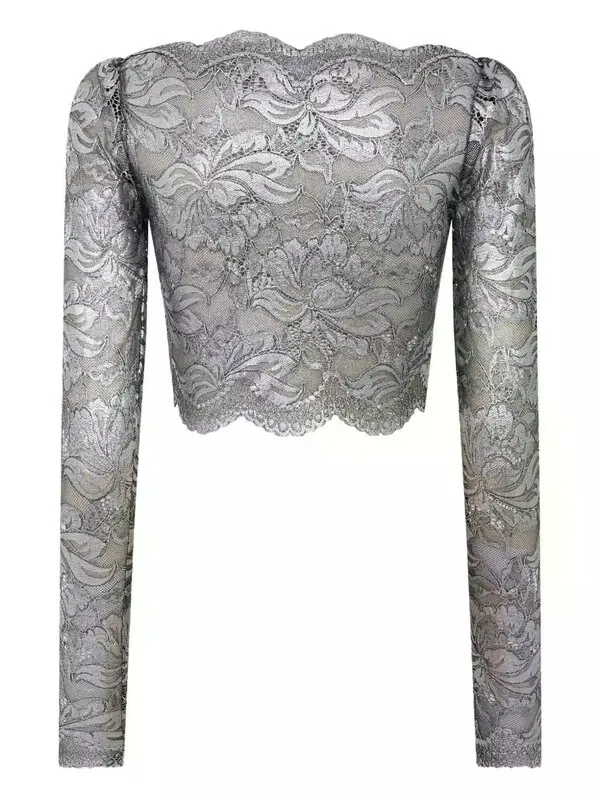 Rabanne Cropped Lace Top - Silver