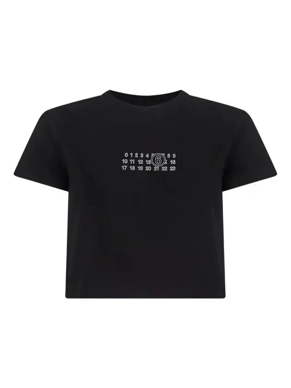 MAISON MARGIELA Numbers Motif Cropped T-shirt - Black