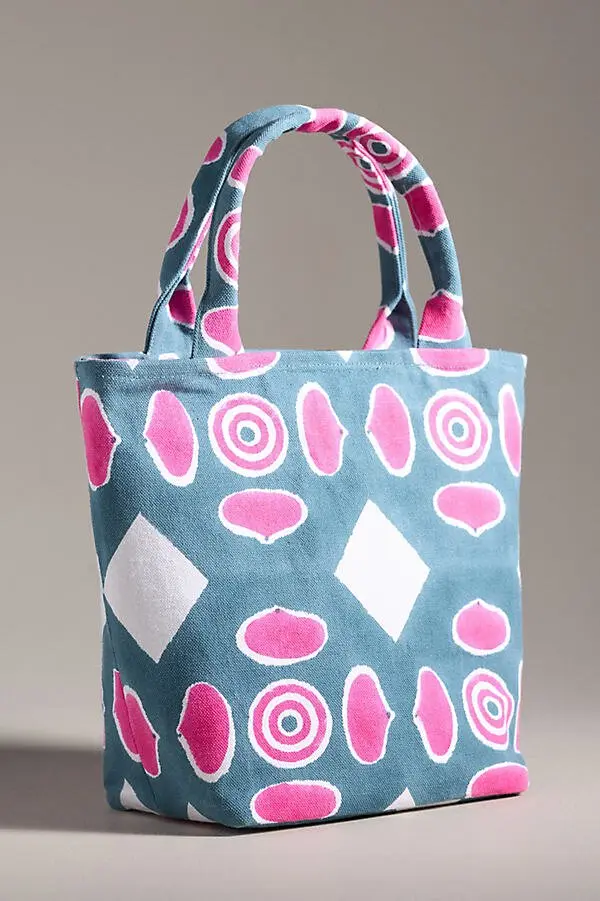 SZ BLOCKPRINTS Roma Printed Cotton Tote - Button Print