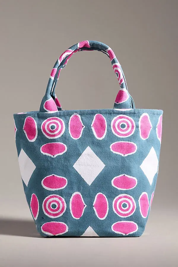 SZ BLOCKPRINTS Roma Printed Cotton Tote - Button Print