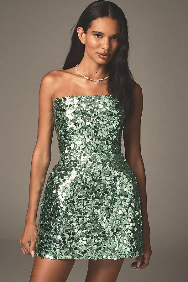 Bronx And Bronco Maraya Strapless Sequin Mini Dress - Teal