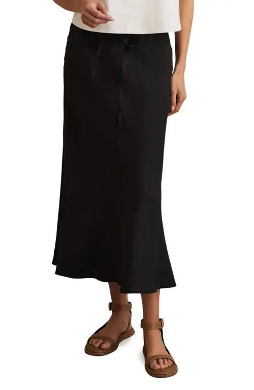 REISS Roxi Linen Midi Skirt With Drawstring Waist