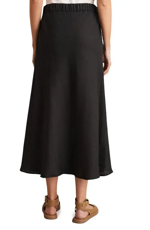 REISS Roxi Linen Midi Skirt With Drawstring Waist