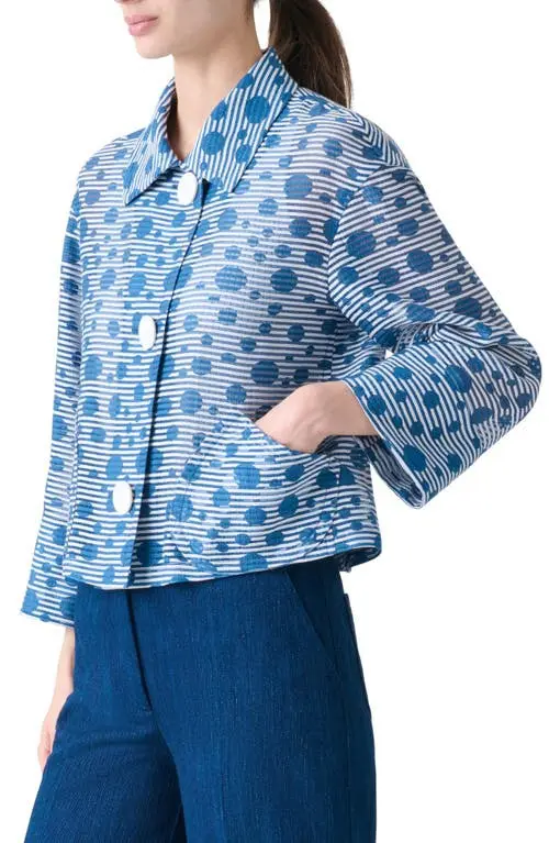 Akris Stripe Dot Organza Crop Jacket
