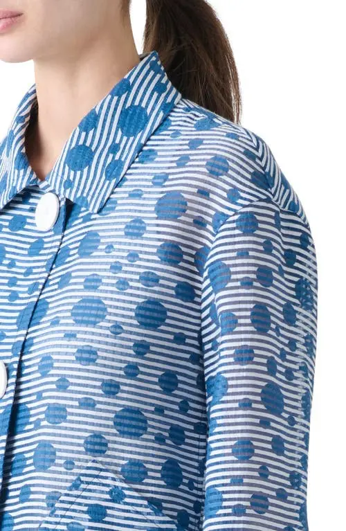 Akris Stripe Dot Organza Crop Jacket