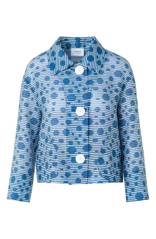 Akris Stripe Dot Organza Crop Jacket