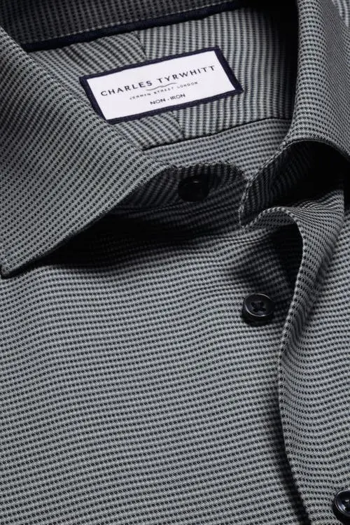 CHARLES TYRWHITT Non-iron Stretch Texture Circle Shirt - Charcoal