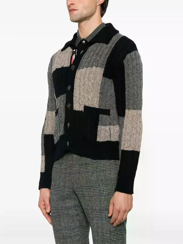 Thom Browne Patchwork Cable-knit Cardigan