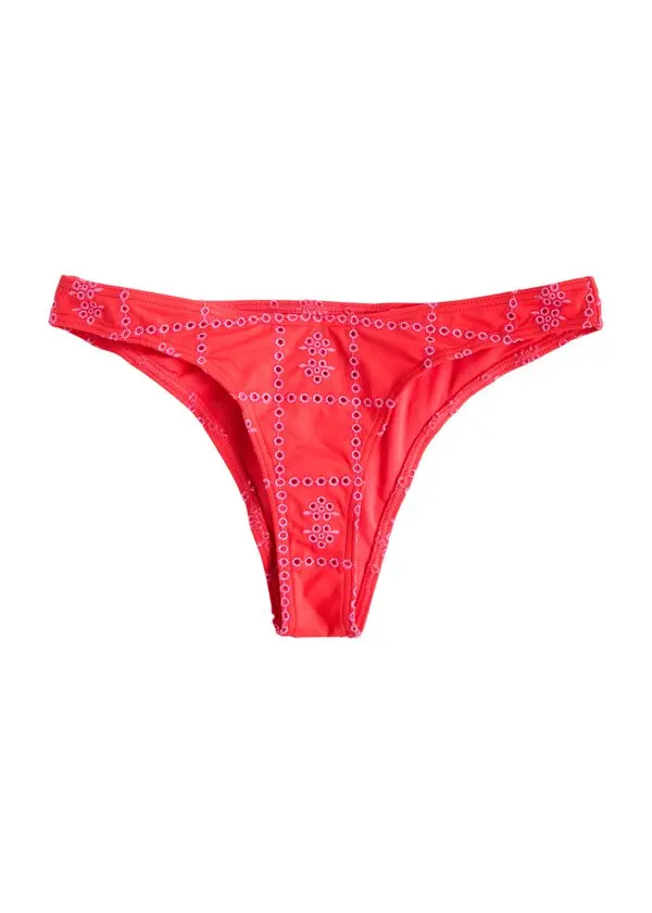 DAMSON MADDER Eyelet Embroidered Bikini Briefs - Red
