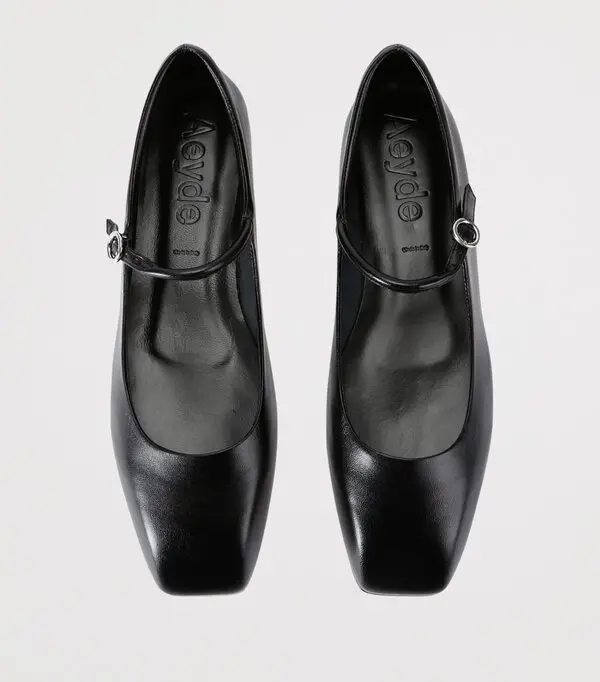 AeydĒ Leather Uma Mary Jane Flats - Black