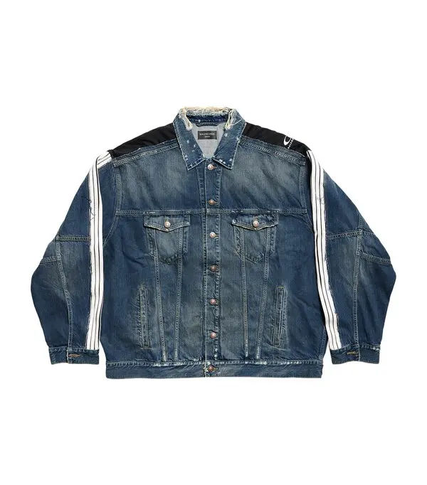 Balenciaga Distressed Denim Jacket - Blue