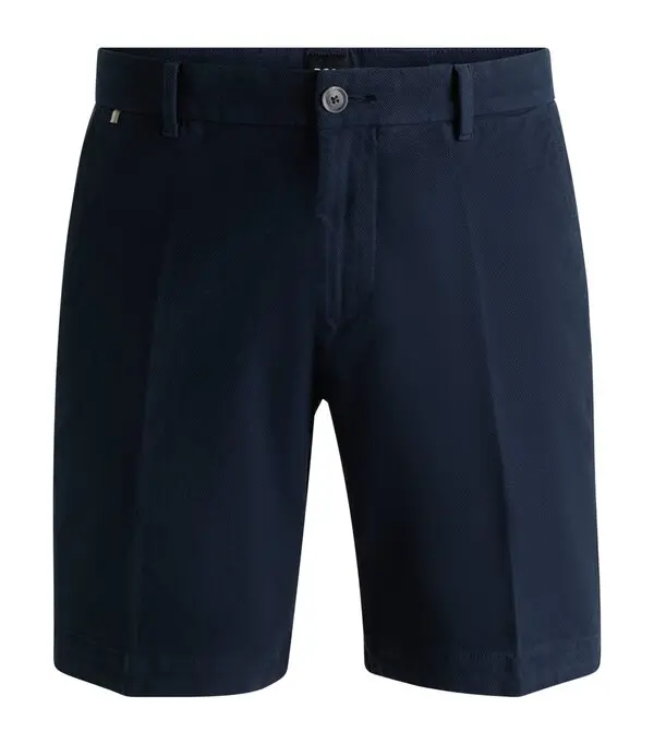BOSS Stretch Cotton Slim-fit Shorts - Blue