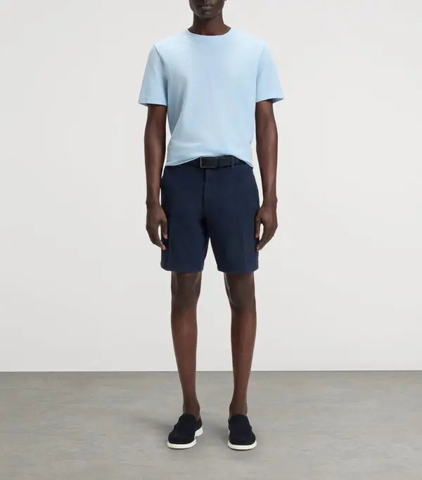 BOSS Stretch Cotton Slim-fit Shorts - Blue