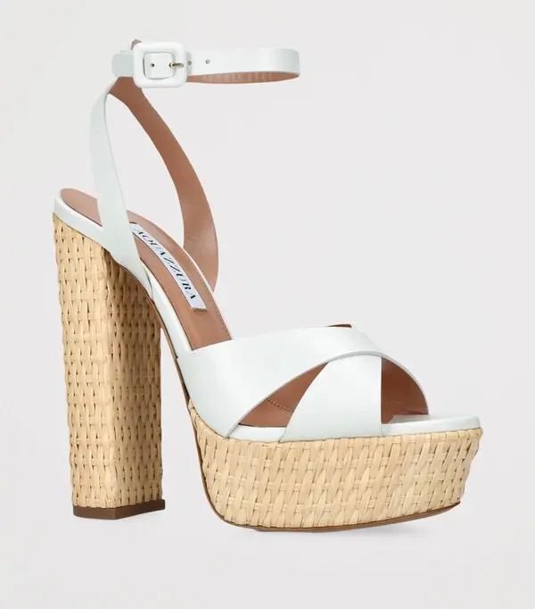 AQUAZZURA Leather Sunseeker Plateau Platform Sandals