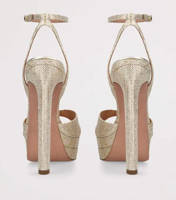 AQUAZZURA Metallic Divine Plateau Platform Sandals 130 - Gold