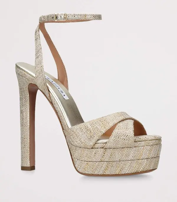 AQUAZZURA Metallic Divine Plateau Platform Sandals 130 - Gold