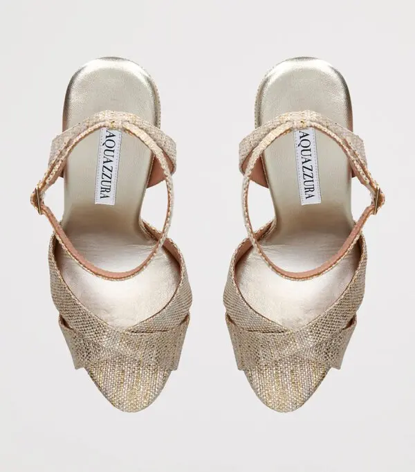 AQUAZZURA Metallic Divine Plateau Platform Sandals 130 - Gold