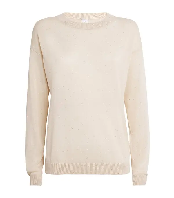 Eleventy Sequin-embellished Silk-blend Sweater - Beige