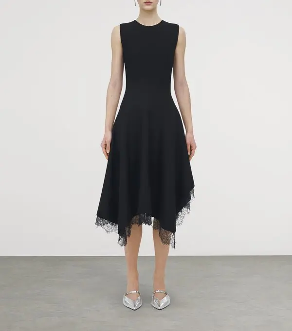 Alexander McQueen Lace-trim Asymmetric Midi Dress