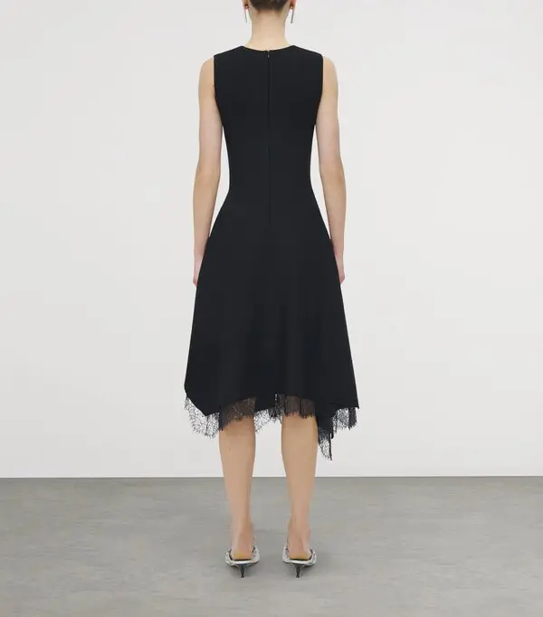 Alexander McQueen Lace-trim Asymmetric Midi Dress