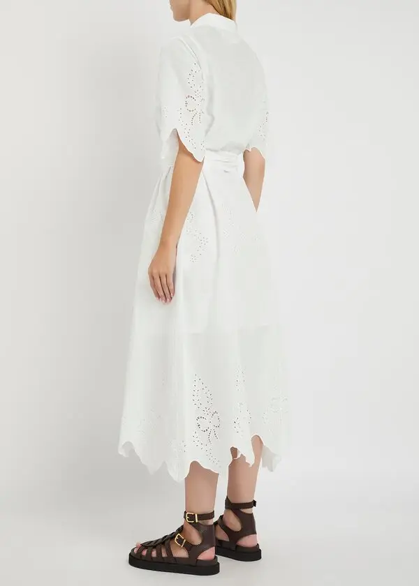 Evi Grintela Molly Embroidered Linen-blend Midi Dress