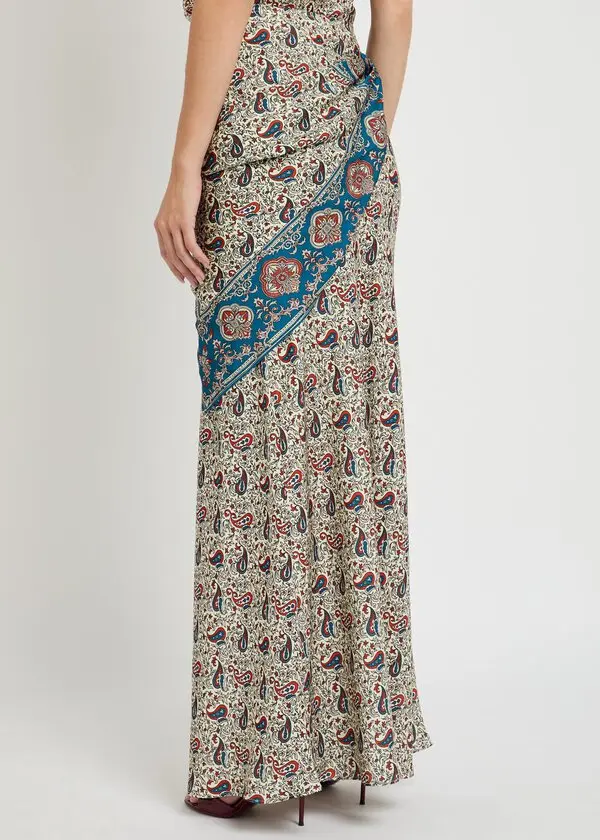 Rabanne Paisley Satin Maxi Skirt - Multi Print