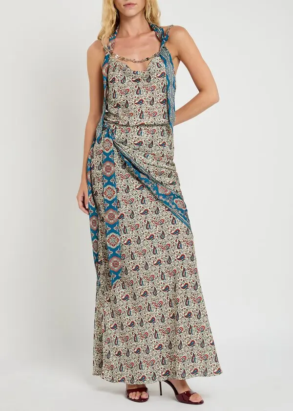 Rabanne Paisley Satin Maxi Skirt - Multi Print
