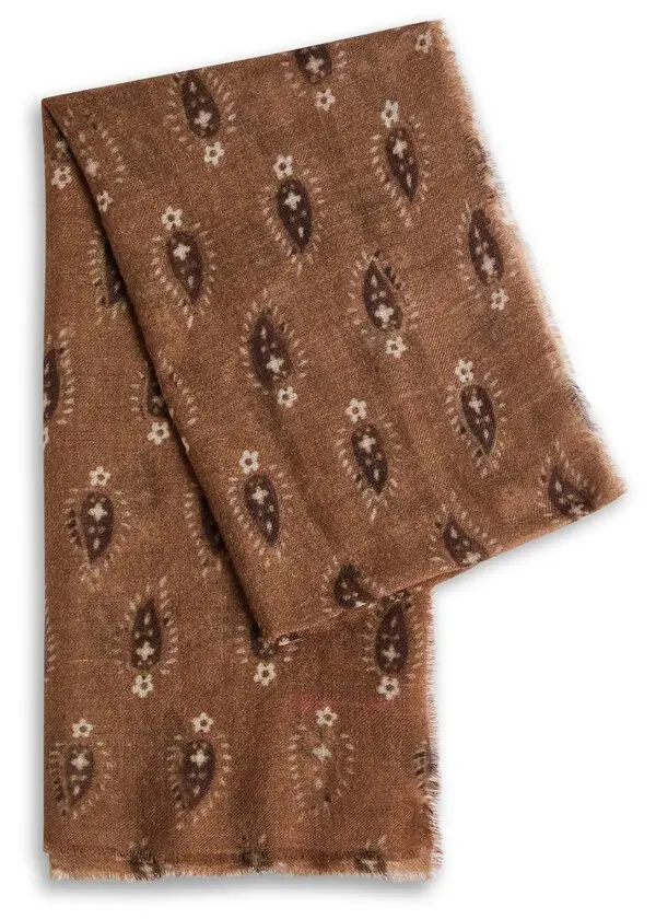 AMA PURE Paisley Cashmere Scarf - Brown