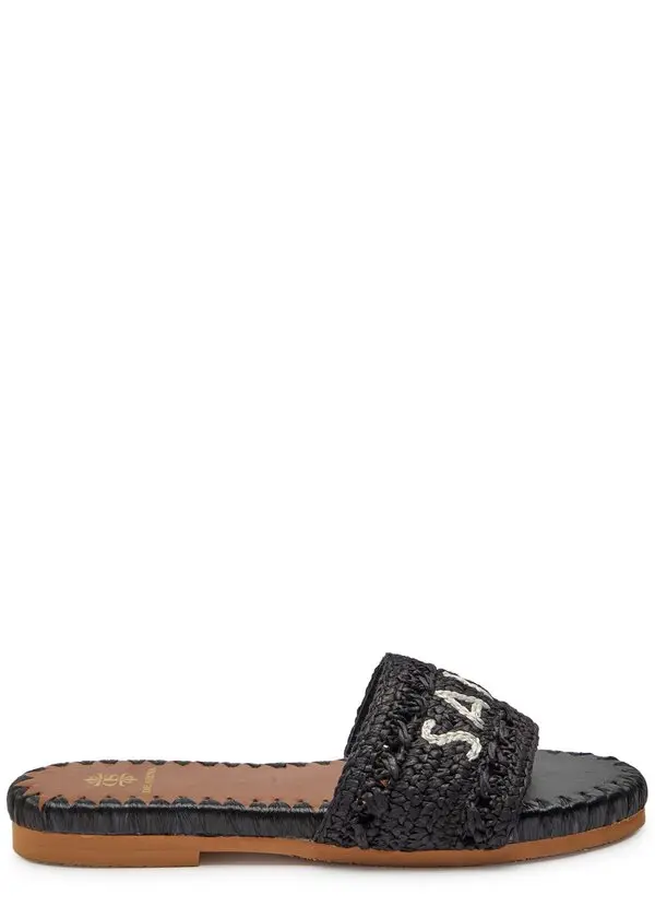 DE SIENA Embroidered Raffia Sliders