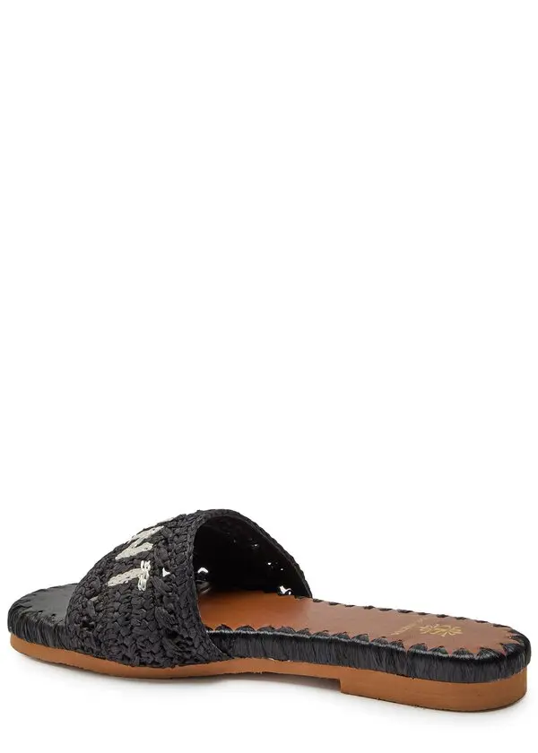 DE SIENA Embroidered Raffia Sliders