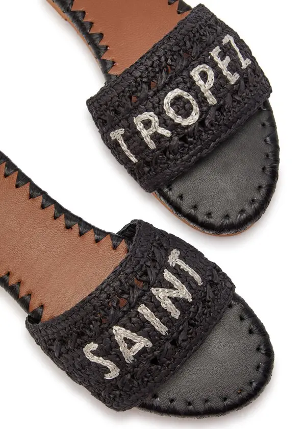DE SIENA Embroidered Raffia Sliders