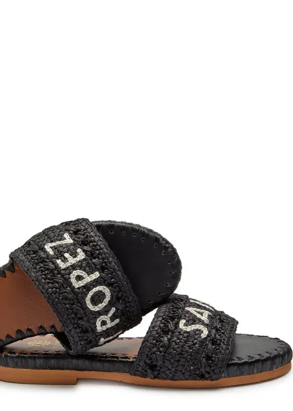 DE SIENA Embroidered Raffia Sliders