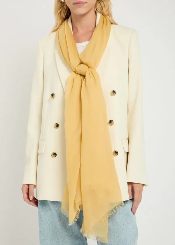 AMA PURE Fine-knit Cashmere Scarf - Yellow