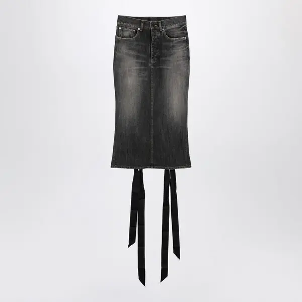 Balenciaga Smoky Denim Skirt With Laces - Grey