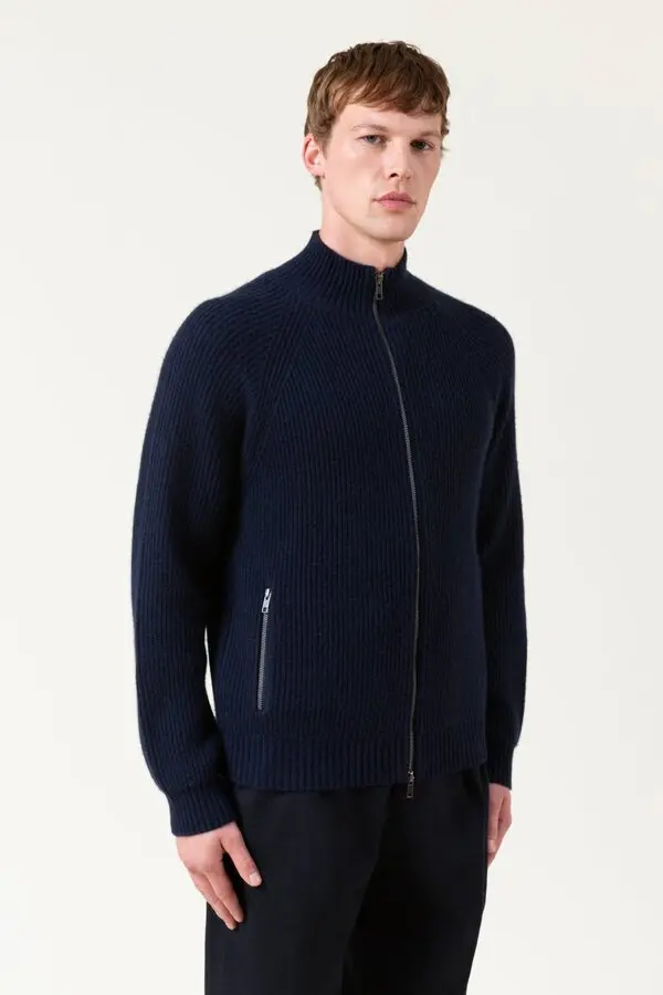 AUTORE Grant Wool And Cashmere Cardigan - Blu Notte