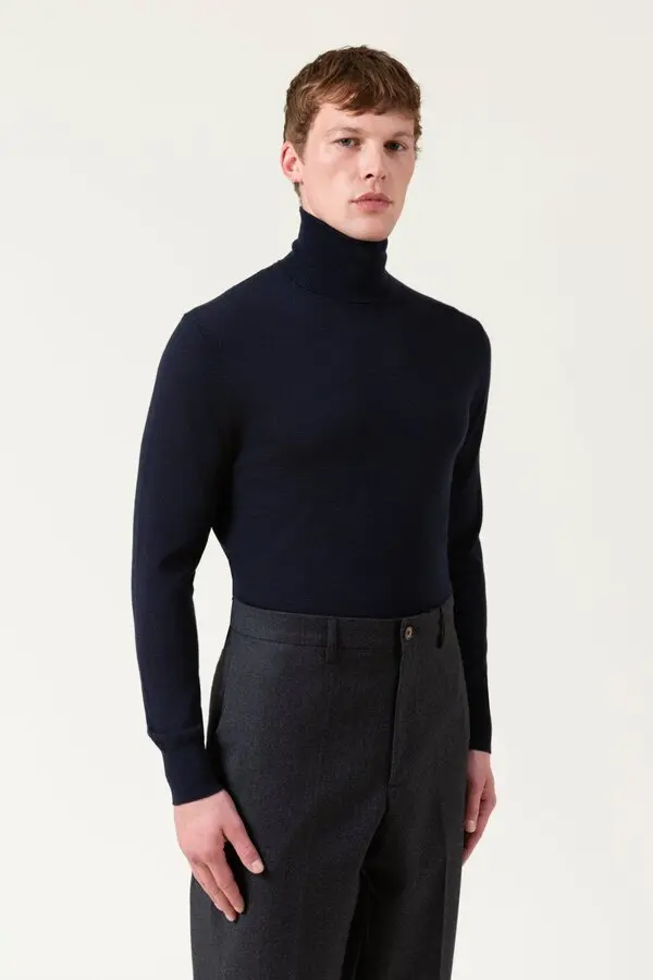 AUTORE Cooper Merino Wool Turtleneck - Blu