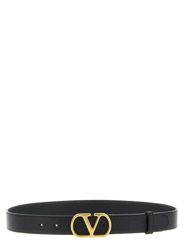 Valentino Garavani Vlogo Signature Leather Belt - Black