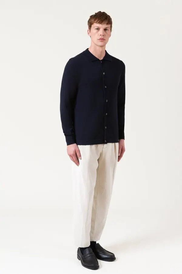 AUTORE Cardigan Freeman In Lana Merino - Blu