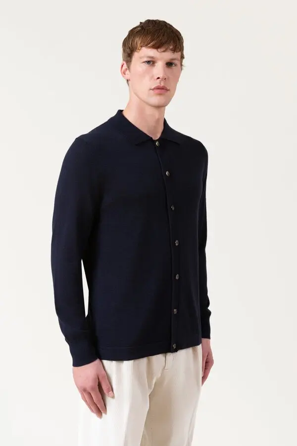 AUTORE Freeman Merino Wool Cardigan - Blu