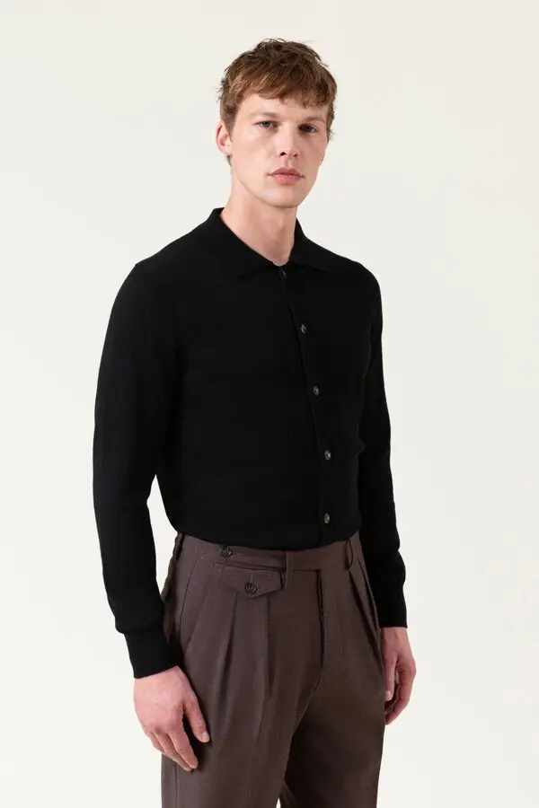 AUTORE Freeman Merino Wool Cardigan - Nero
