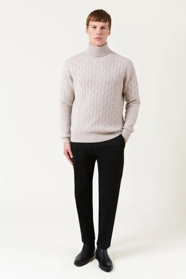 AUTORE Wool And Cashmere Curtis Turtleneck Sweater - Beige