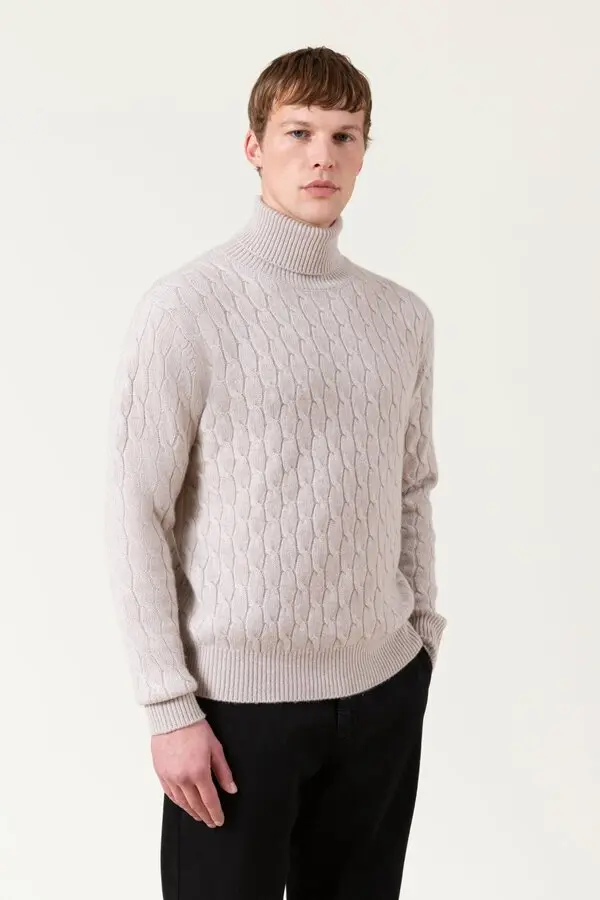 AUTORE Wool And Cashmere Curtis Turtleneck Sweater - Beige