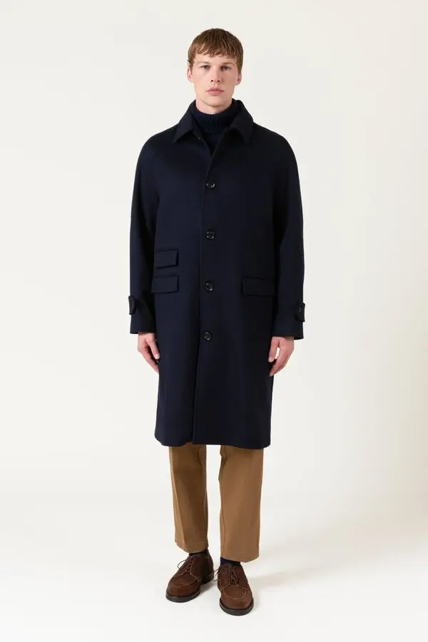 AUTORE Wool Windsor Coat - Blu Notte