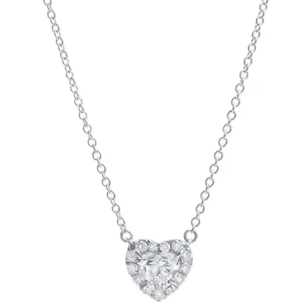 LUVMYJEWELRY Fiona 14k Gold 0.75 Ct. Lab Grown Diamond Heart Pendant Necklace - 14k White Gold