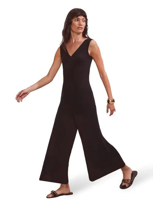 RO&ZO Jersey Sleeveless V-neck Jumpsuit - Black