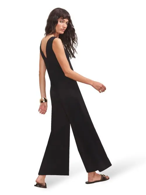 RO&ZO Jersey Sleeveless V-neck Jumpsuit - Black