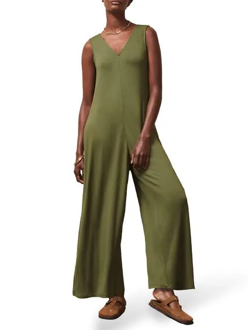 RO&ZO Jersey Sleeveless V-neck Jumpsuit