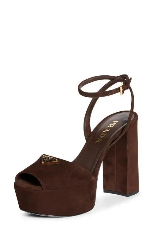 Prada Logo Platform Sandal - Moro
