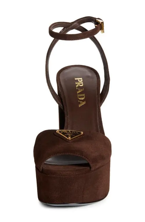 Prada Logo Platform Sandal - Moro